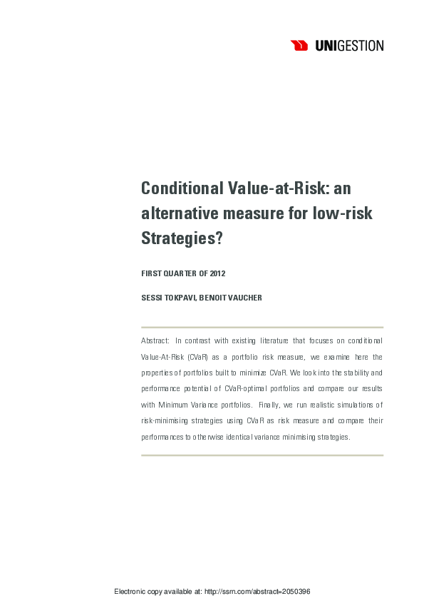 (PDF) Conditional Value-at-Risk: An Alternative Measure for Low-Risk ...