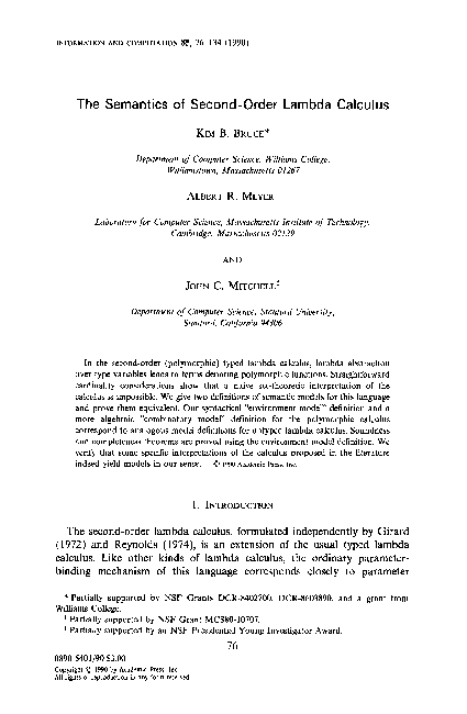 (PDF) The semantics of second-order lambda calculus
