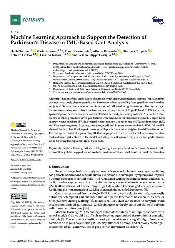 (PDF) Machine Learning Approach to Support the Detection of Parkinson’s Disease in IMU-Based ...