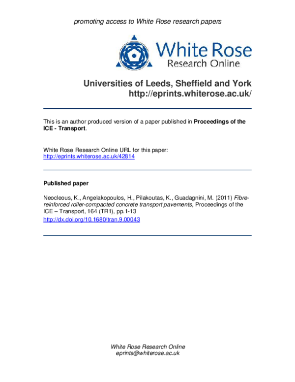 (PDF) Fibre-reinforced roller-compacted concrete transport pavements