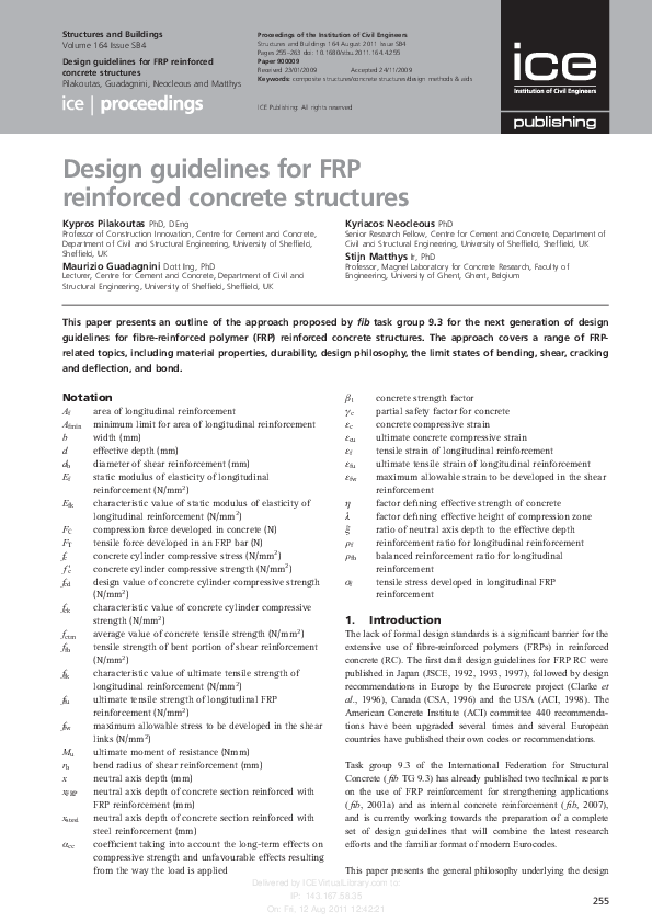 Pdf Design Guidelines For Frp Reinforced Concrete Structures
