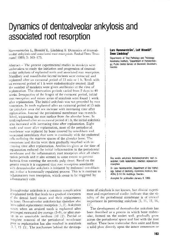 (PDF) Dynamics of dentoalveolar ankylosis and associated root ...