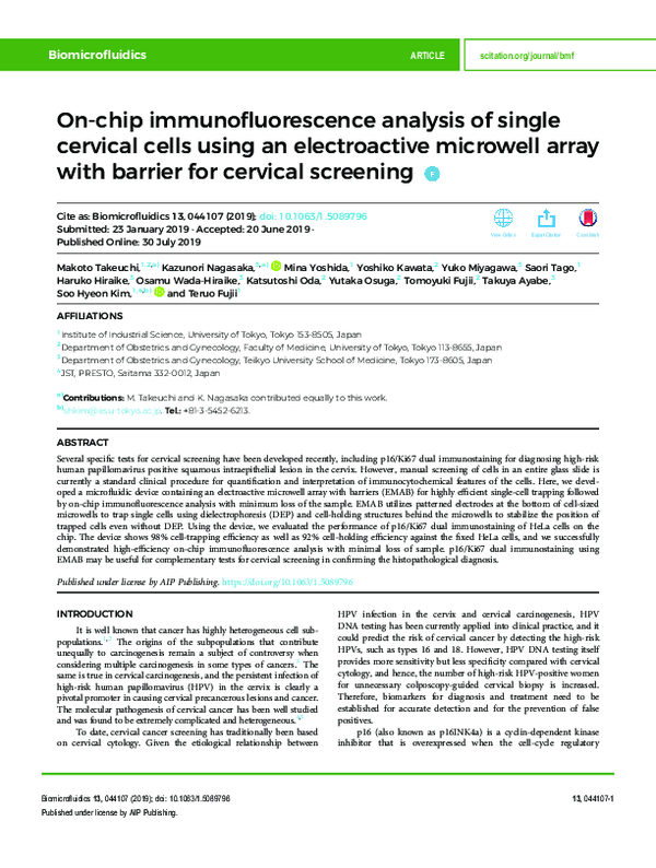 (PDF) On-chip immunofluorescence analysis of single cervical cells ...