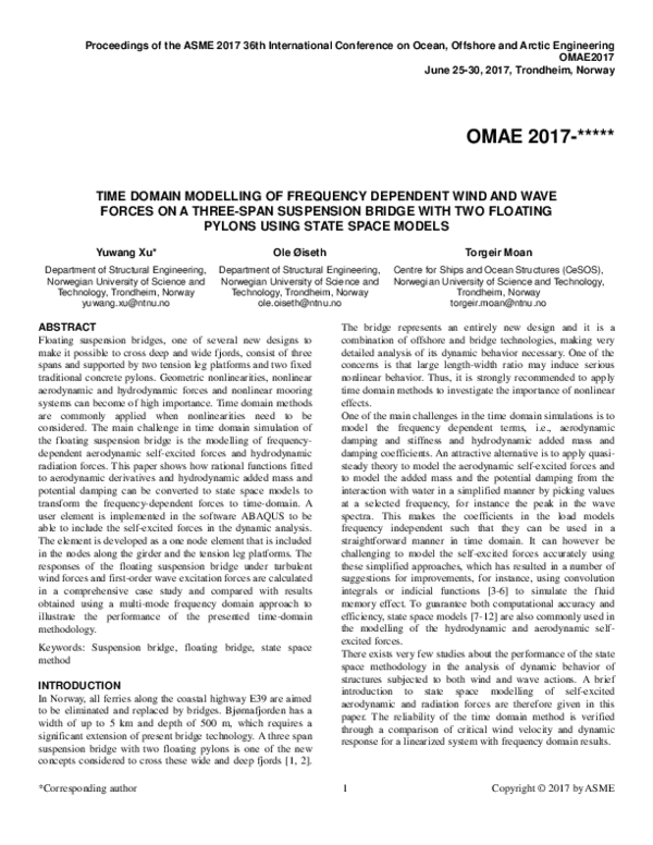 (PDF) Time Domain Modeling of Floating Suspension Bridge