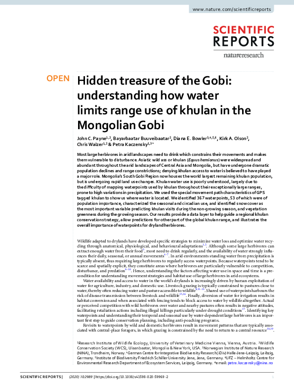 (PDF) Hidden treasure of the Gobi: understanding how water limits range ...