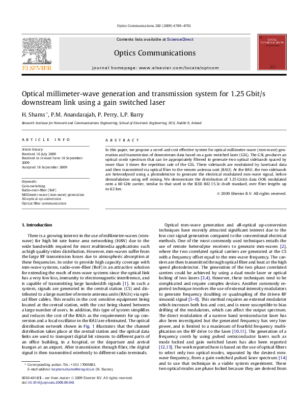 (PDF) Optical millimeter-wave generation and transmission system for 1 ...