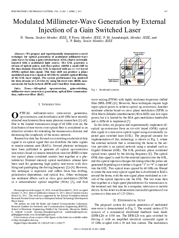 (PDF) Modulated Millimeter-Wave Generation by External Injection of a ...