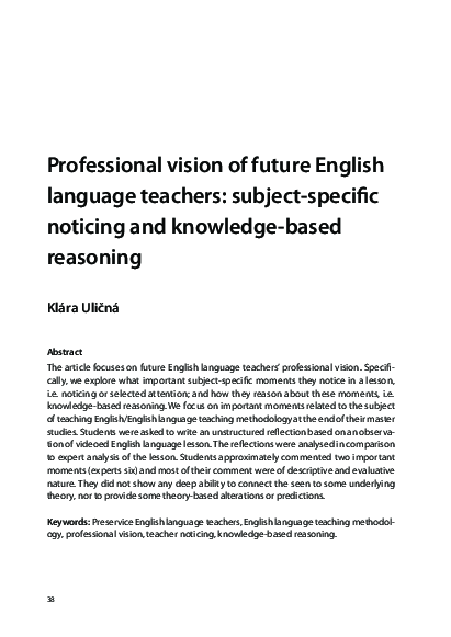 (PDF) Professional vision of future English language teachers: subject ...