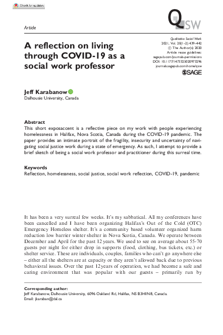 (PDF) A reflection on living through COVID-19 as a social work professor