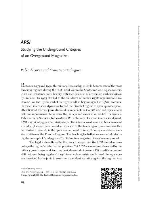 (PDF) APSI Studying the Underground Critiques of an Overground Magazine ...