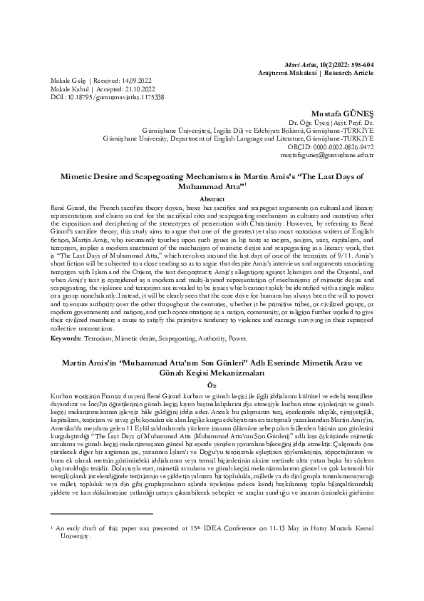 (PDF) Mimetic Desire and Scapegoating in Amis's Fiction