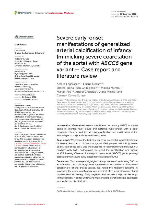(PDF) Severe early-onset manifestations of generalized arterial ...