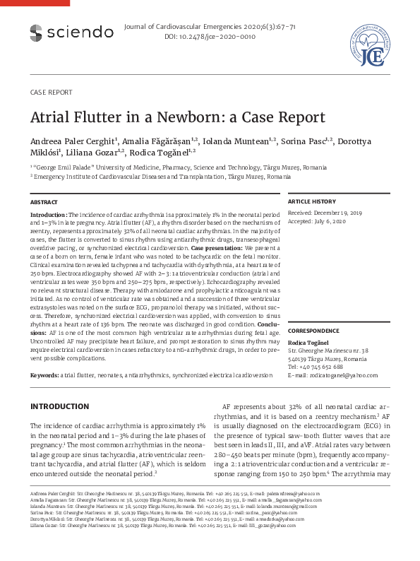 (PDF) Atrial Flutter in a Newborn: a Case Report