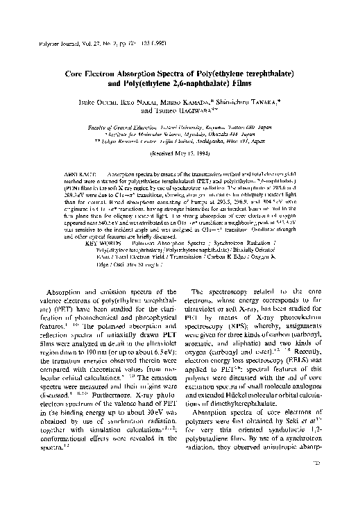 (PDF) Core Electron Absorption Spectra of Poly(ethylene terephthalate ...