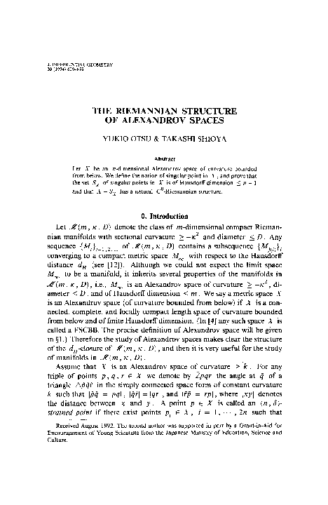 (PDF) The Riemannian structure of Alexandrov spaces