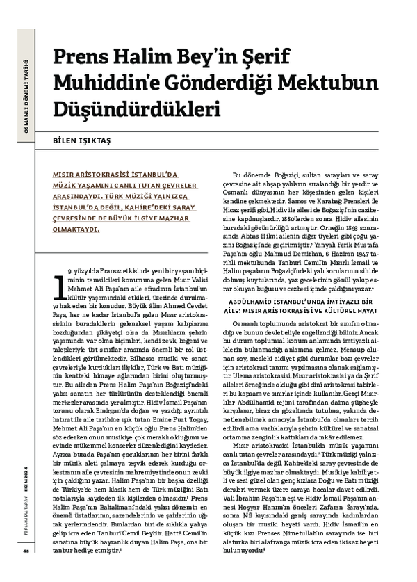 (PDF) Prens Halim Bey’in Şerif Muhiddin’e Gönderdiği Mektubun Düşündürdükleri [Thoughts of ...