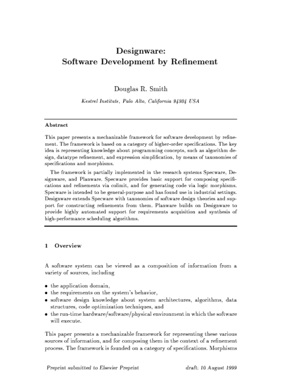 (PDF) Design ware: Software Development by Refinement | Doug Smith - Academia.edu