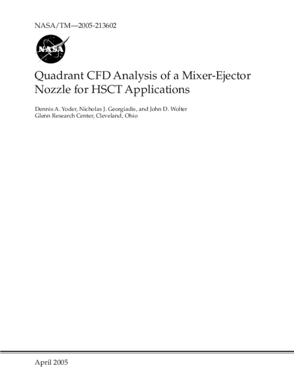(PDF) Quadrant Cfd Analysis of a Mixer-Ejector Nozzle for Hsct Applications