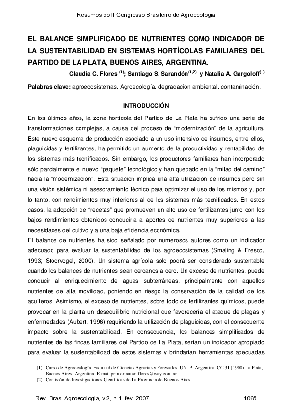 (PDF) El Balance Simplificado De Nutrientes Como Indicador De La ...