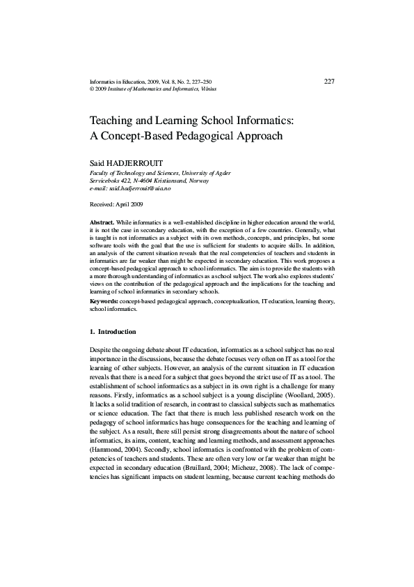 (PDF) Teaching and Learning School Informatics: A Concept-Based ...