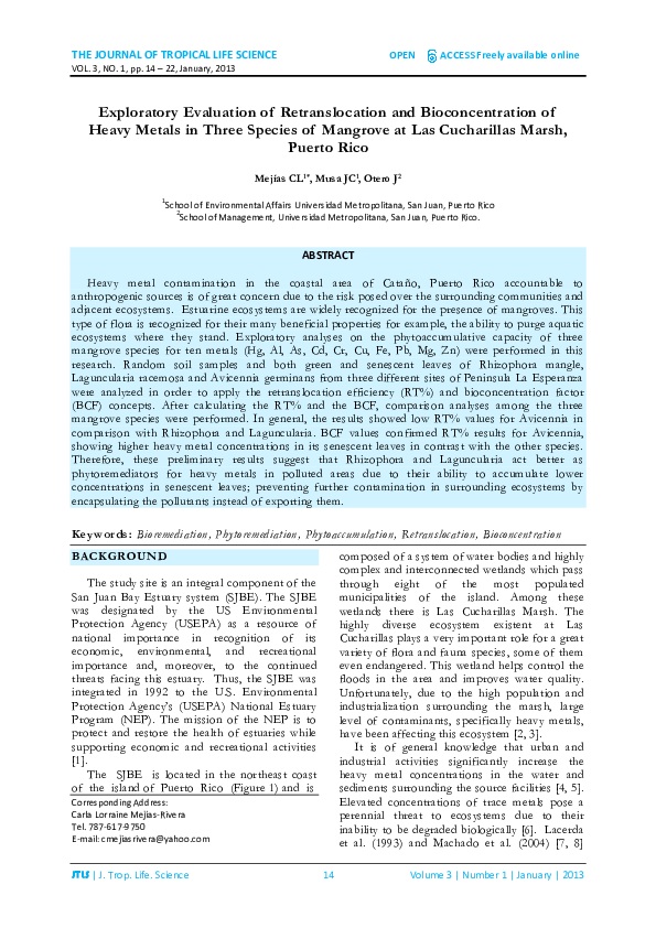 (PDF) Exploratory Evaluation of Retranslocation and Bioconcentration of ...