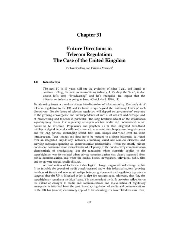 (PDF) Future Directions in Telecom Regulation : The Case of the United Kingdom