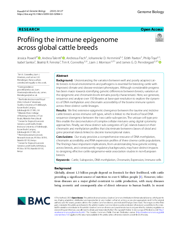 (PDF) Profiling the immune epigenome across global cattle breeds