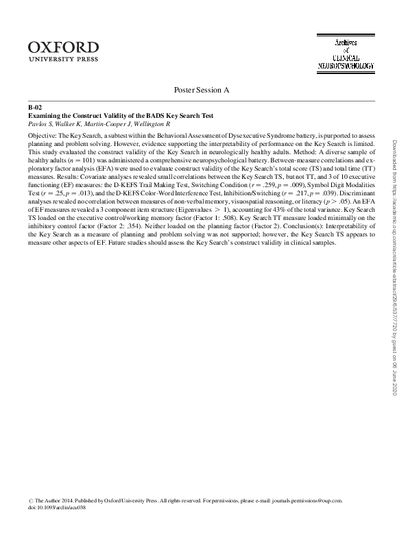 (PDF) Construct Validity of the Key Search Test