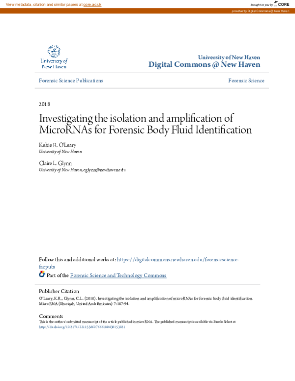 (PDF) Investigating the Isolation and Amplification of microRNAs for ...