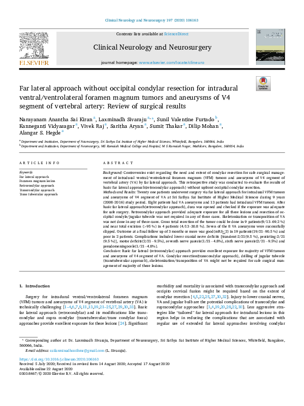 (PDF) Far lateral approach without occipital condylar resection for intradural ventral ...