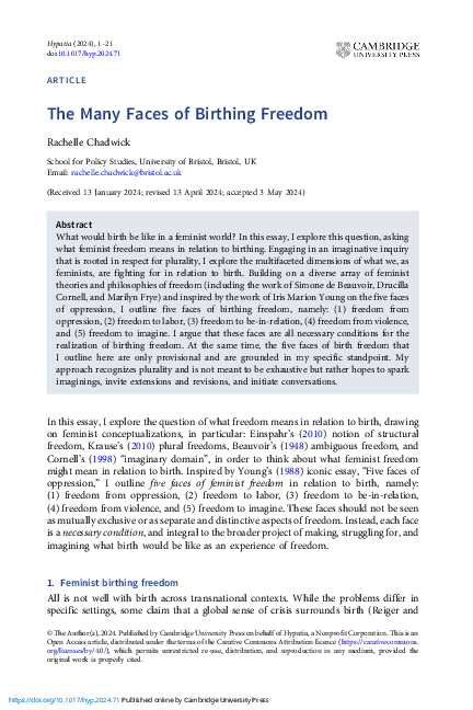 (PDF) The Many Faces of Birthing Freedom