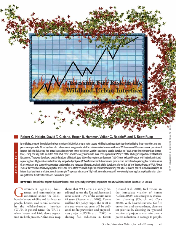 (PDF) Assessing fire risk in the wildland-urban interface | Robert ...