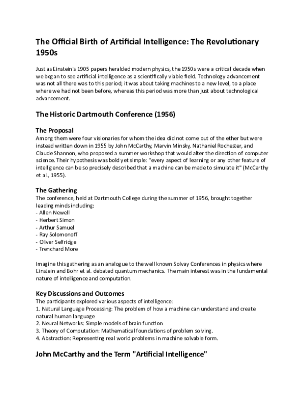(PDF) The Official Birth of Artificial Intelligence: The Revolutionary ...