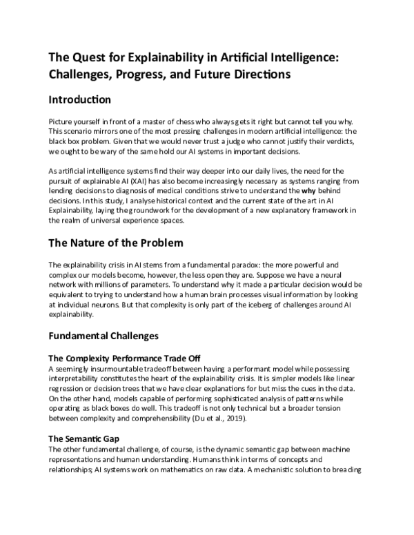 (PDF) The Quest for Explainability in Artificial Intelligence: Challenges, Progress, and Future ...