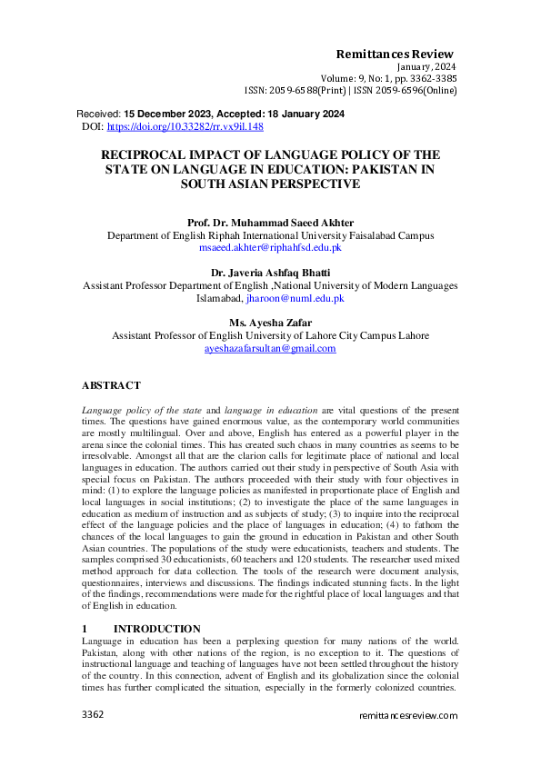 (PDF) RECIPROCAL IMPACT OF LANGUAGE POLICY OF THE STATE ON LANGUAGE IN ...