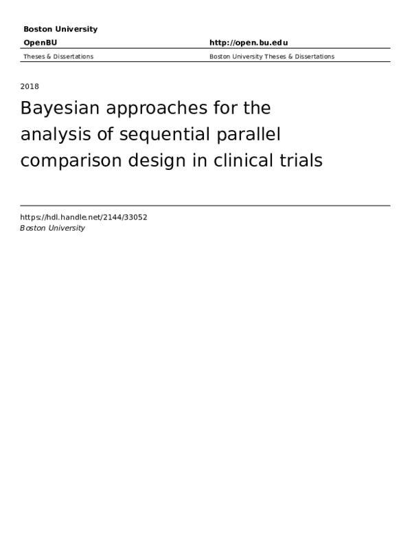 (PDF) Bayesian approaches for the analysis of sequential parallel ...