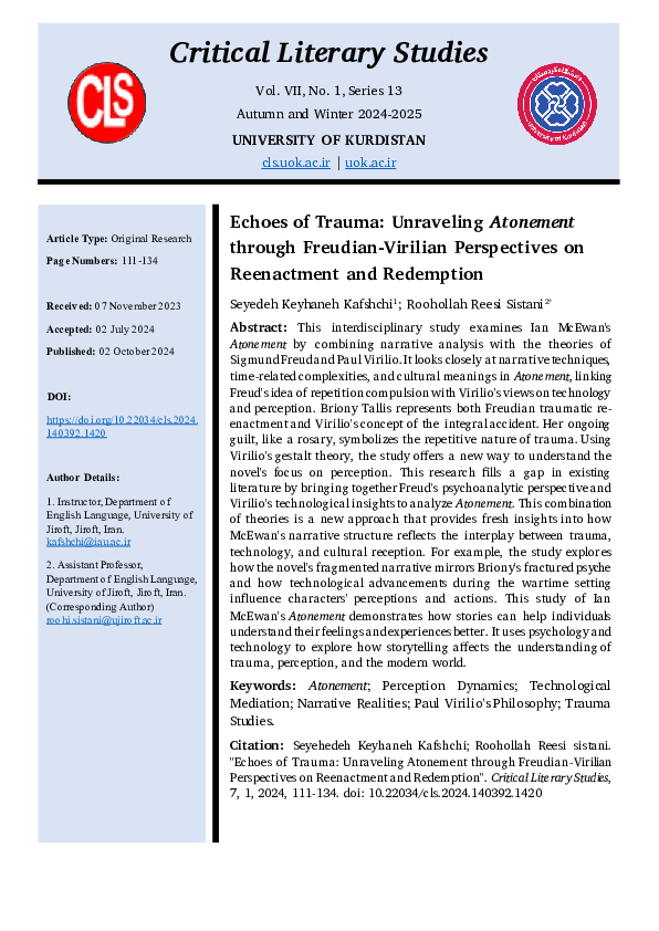 (PDF) Echoes of Trauma: Unraveling Atonement through Freudian-Virilian ...