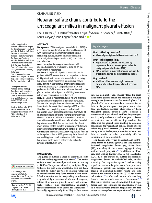 (PDF) Heparan sulfate chains contribute to the anticoagulant milieu in ...