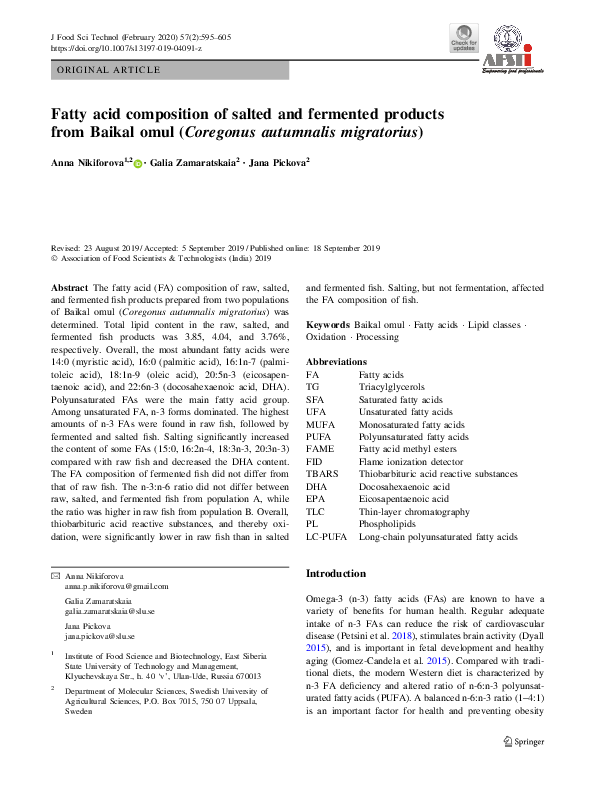 (PDF) Fatty acid composition of salted and fermented products from ...