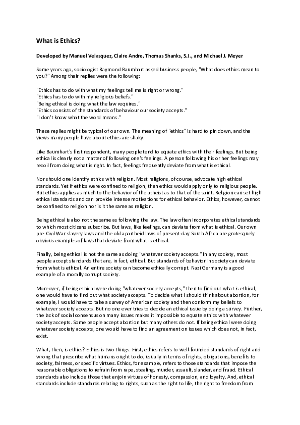 (PDF) What is Ethics