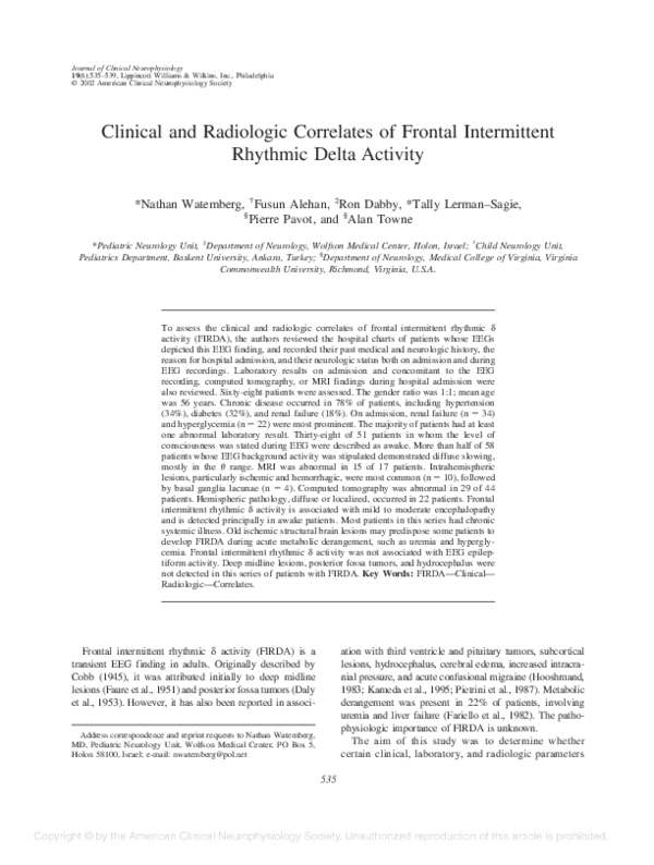 (PDF) Clinical and Radiologic Correlates of Frontal Intermittent ...