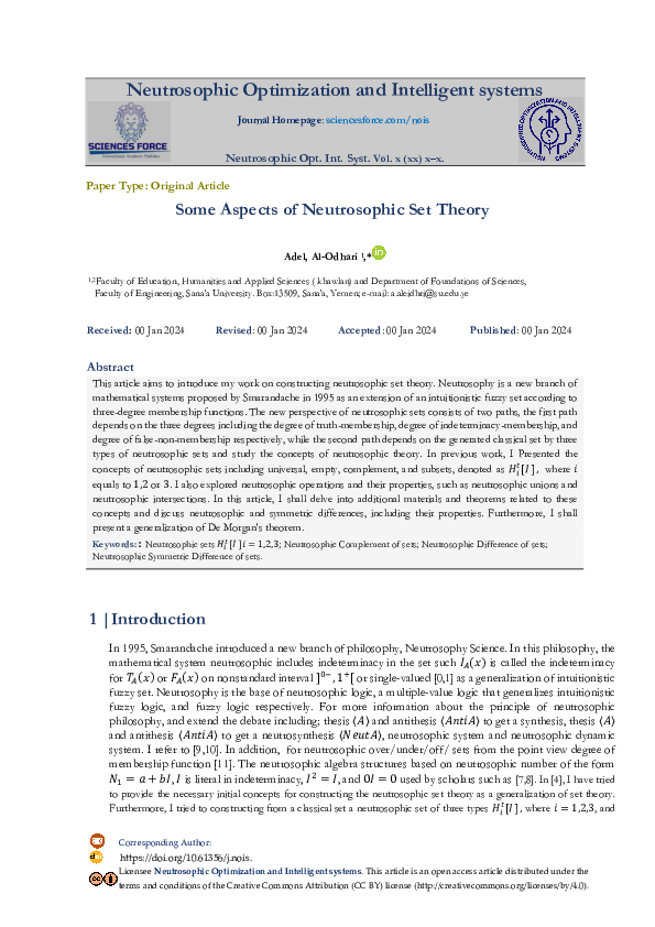 Pdf Some Aspects Of Neutrosophic Set Theory