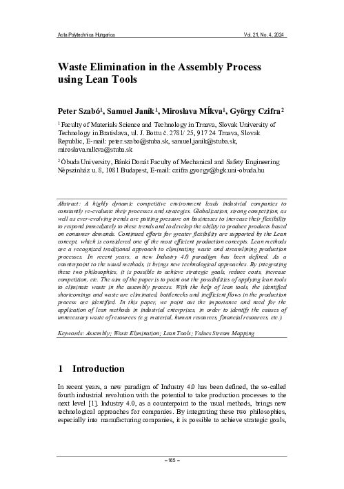 (PDF) Waste Elimination in the Assembly Process using Lean Tools