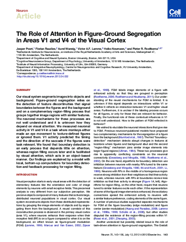 (PDF) The Role of Attention in Figure-Ground Segregation in Areas V1 ...