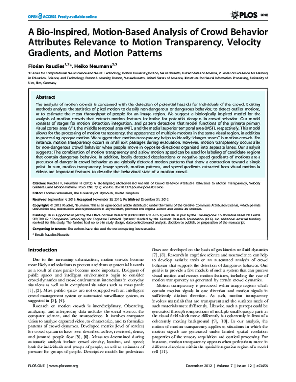 (PDF) A Bio-Inspired, Motion-Based Analysis of Crowd Behavior ...