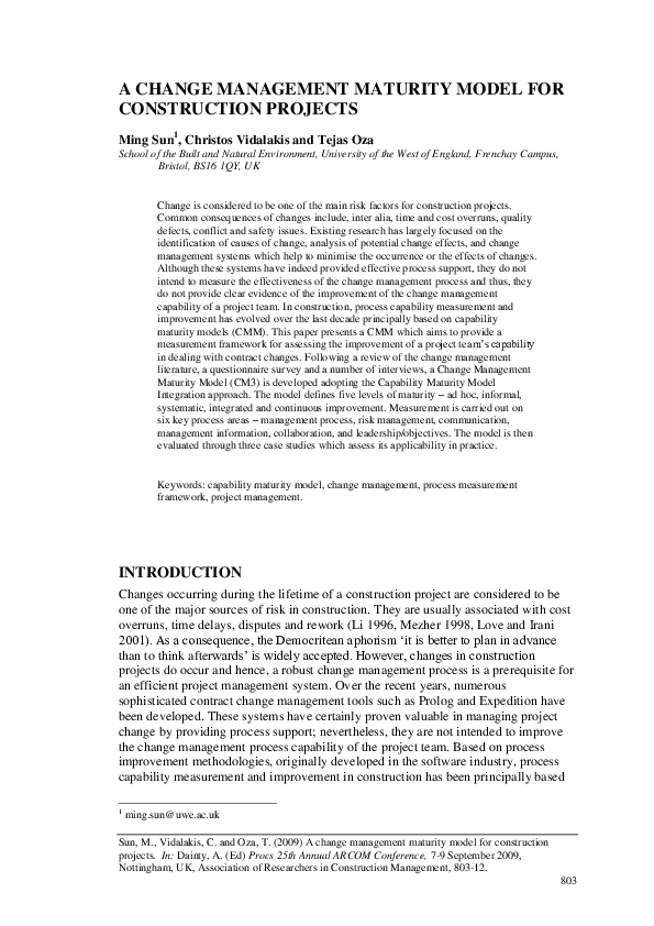 (PDF) A Change Management Toolkit for Construction Projects