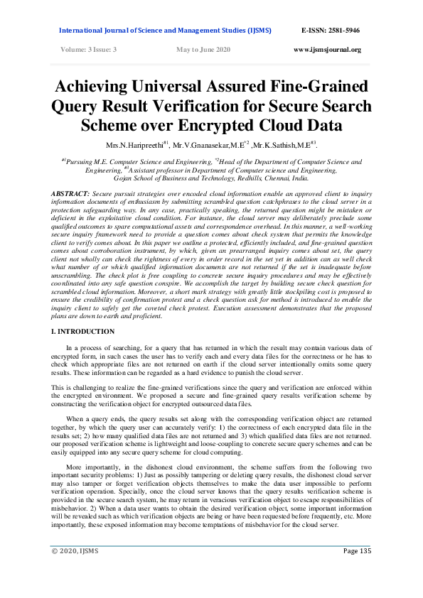 (PDF) Achieving Universal Assured Fine-Grained Query Result Verification for Secure Search ...