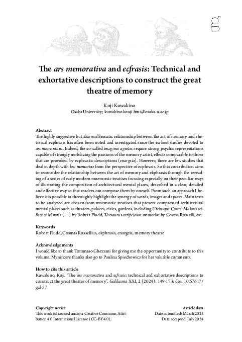 (PDF) Kuwakino, Koji. “The ars memorativa and ecfrasis: technical and ...