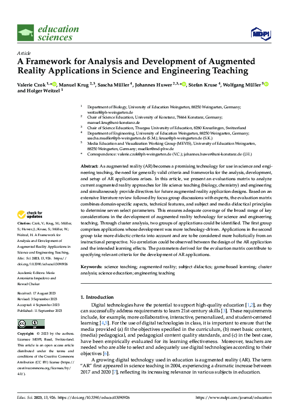 (PDF) A Framework for Analysis and Development of Augmented Reality Applications in Science and ...