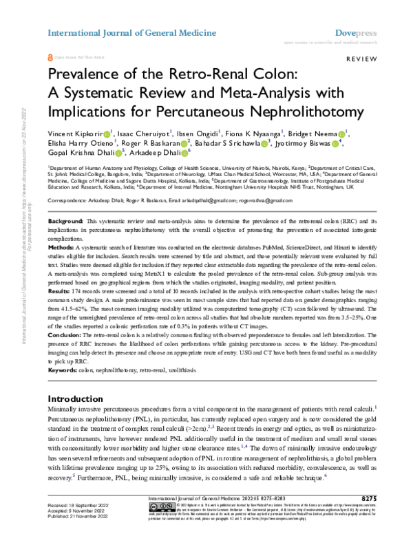 (PDF) Prevalence of the Retro-Renal Colon: A Systematic Review and Meta ...